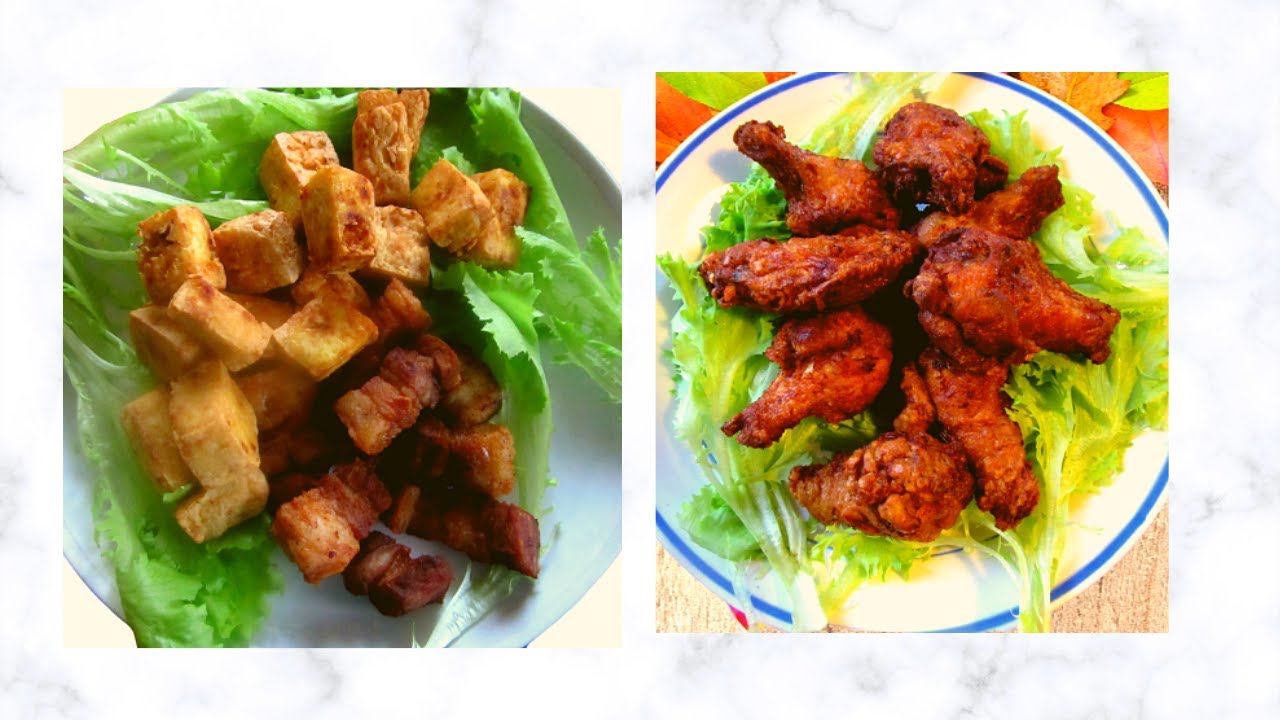 Small portion of Lechon Kawali | Fried Tofu | Fried Chicken Wings ...