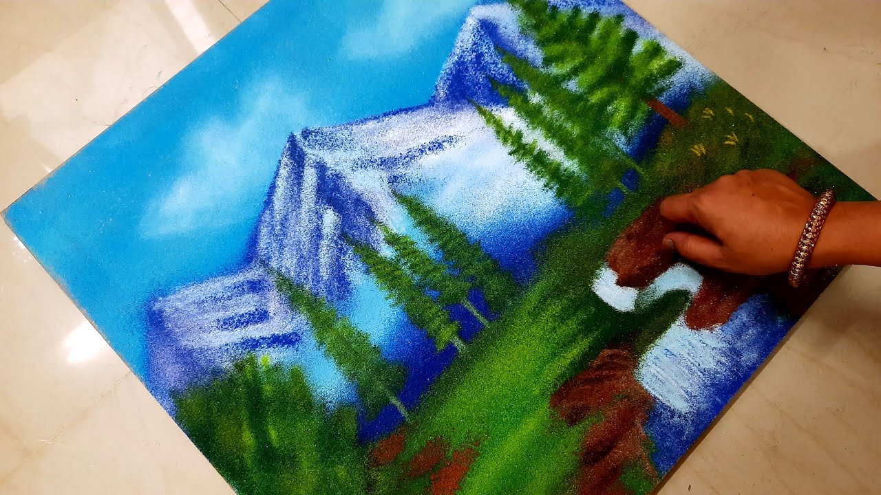 Mountain Scenery Poster Rangoli DIWALI Special / Unique Creative ...