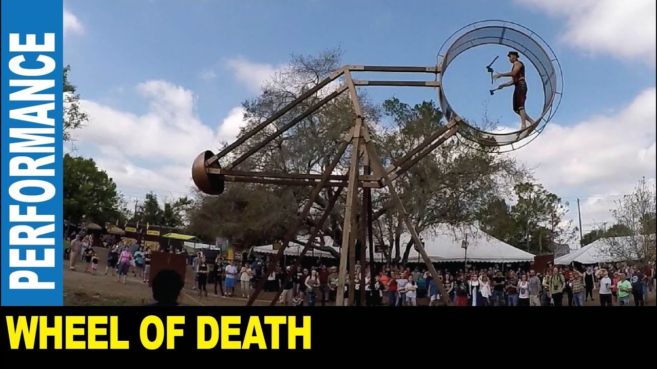 Wheel of Death acrobatic synchronized performance balancing circus act ...
