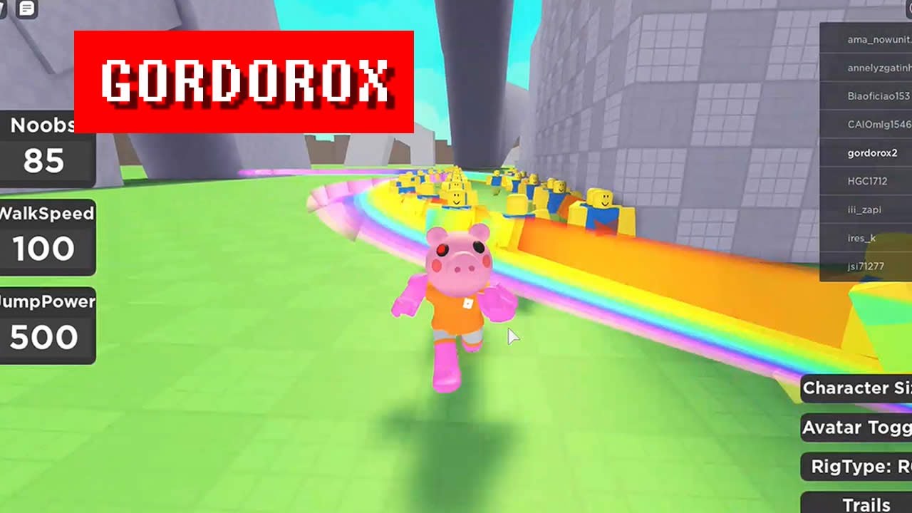Piggy dances with rainbow trail on Roblox Noob Train - YouTube