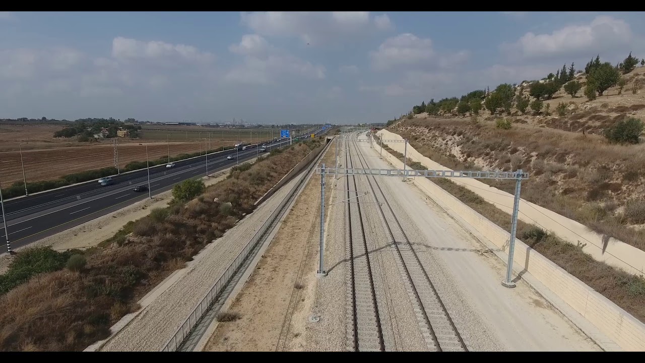Recently installed electrification portals of A1 Tel Aviv-Jerusalem ...