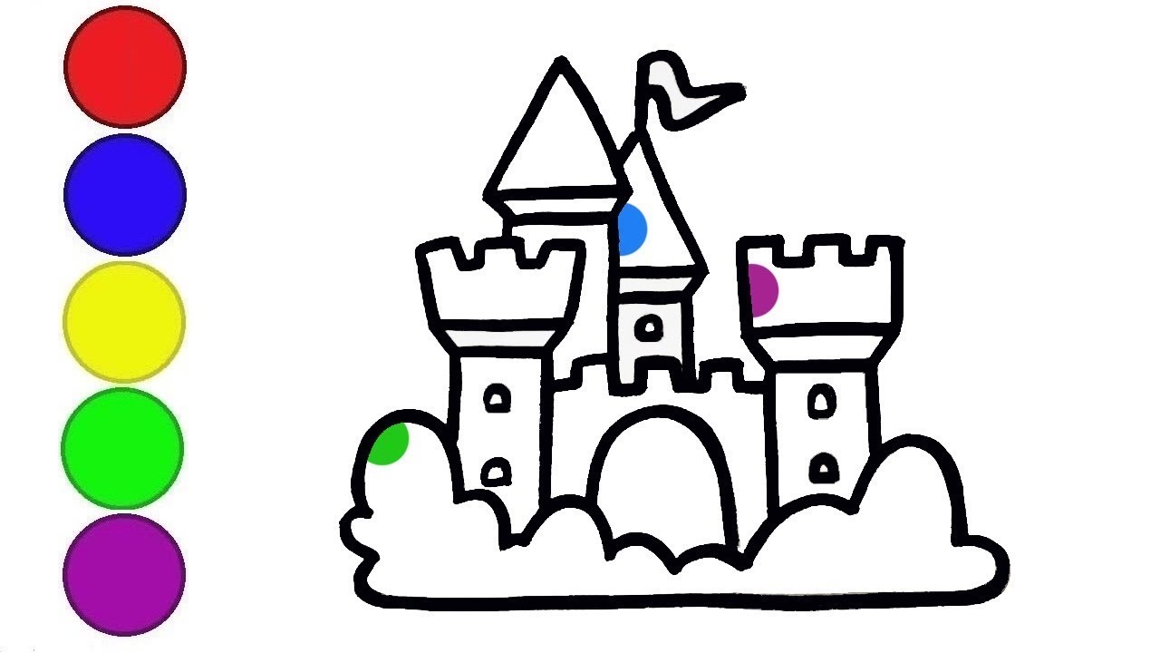 HOW TO DRAW CASTLE | Drawing, Painting, Coloring for Kids & Toddlers ...