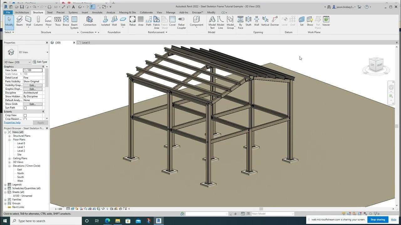Drawing a Steel Skeleton Frame Building in Revit - Part 1 - YouTube