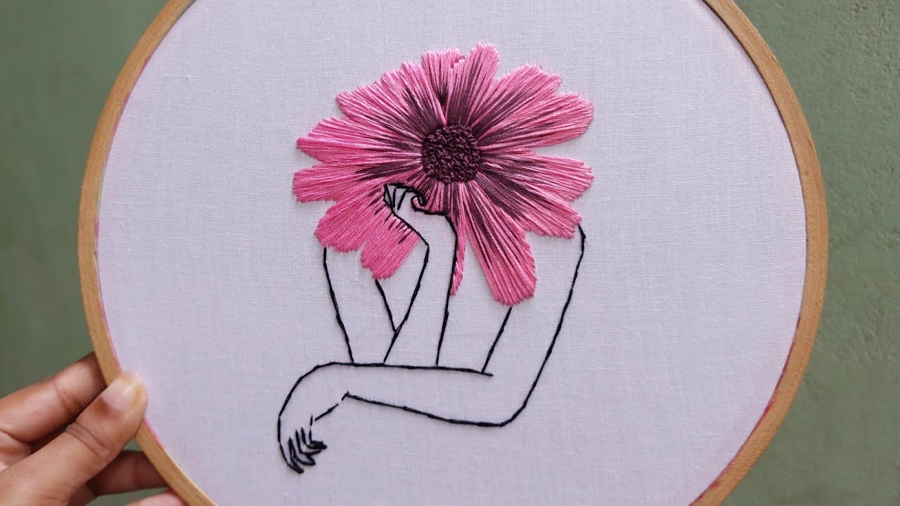 Girl and Flower embroidery tutorial / how to embroider / Embroidery for ...