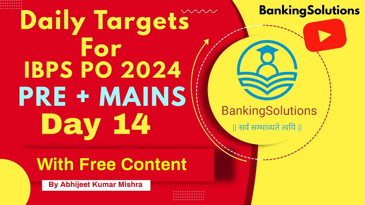 Day 14| Daily Target For IBPS PO 2024 |Pre + Mains| #target #banking # ...