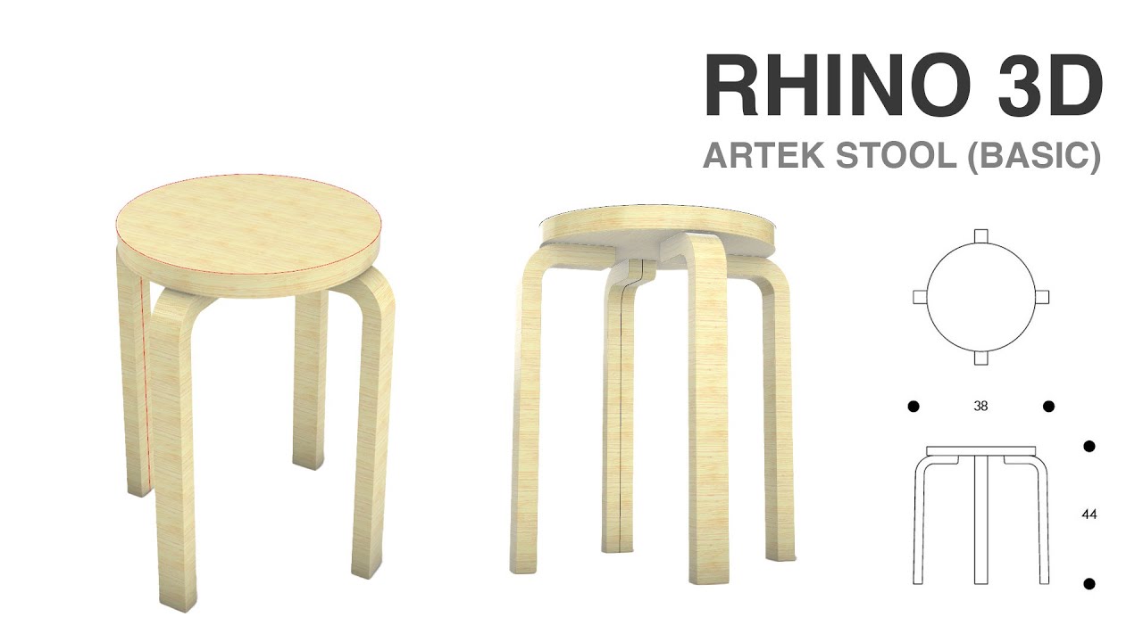 Artek Stool Model in Rhino Tutorial Basic Part 1 - YouTube