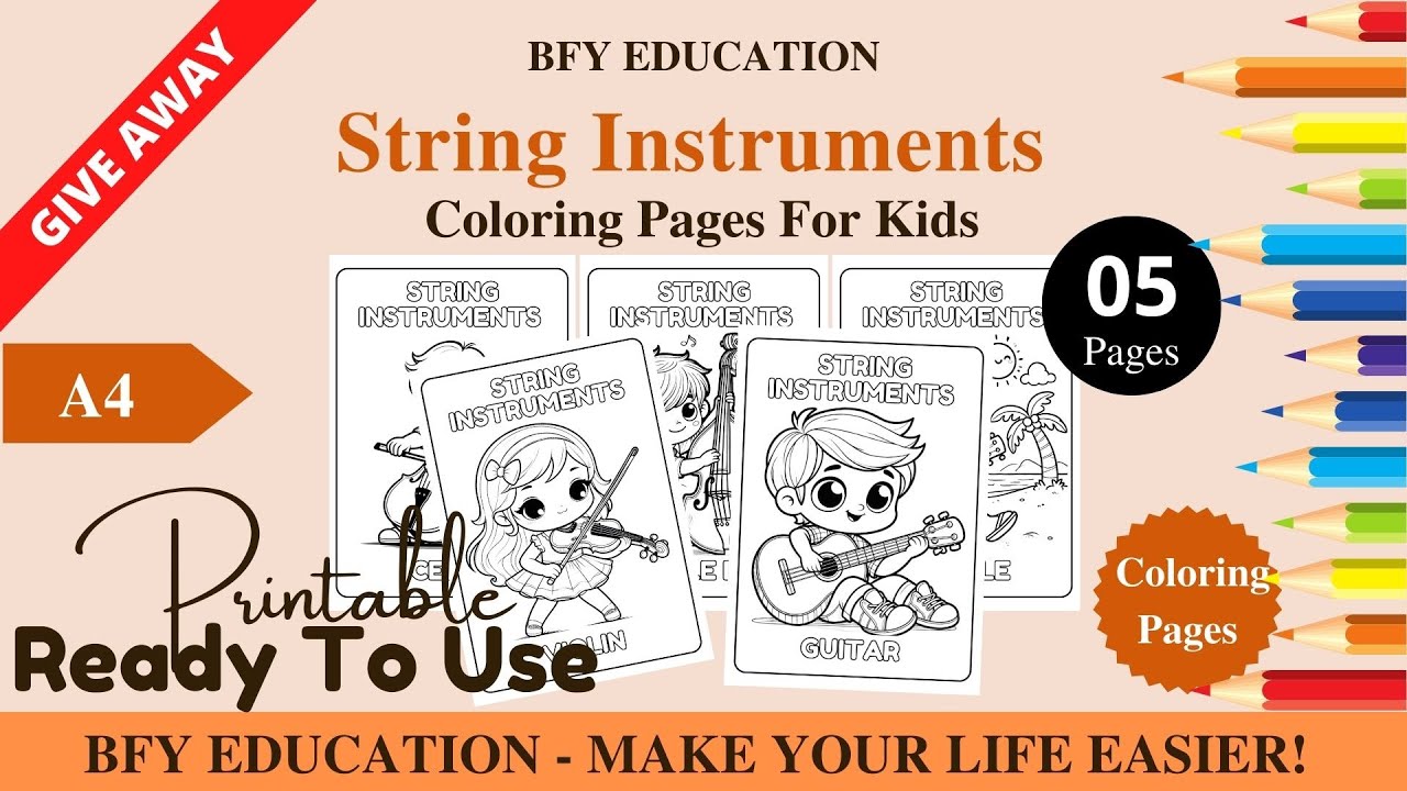 1093 FREE String Instruments Coloring Pages For Kids | Color and Learn ...
