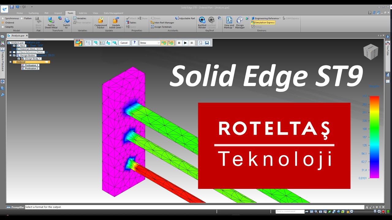Solid Edge ST9 ile Basit Fem Analizi - YouTube