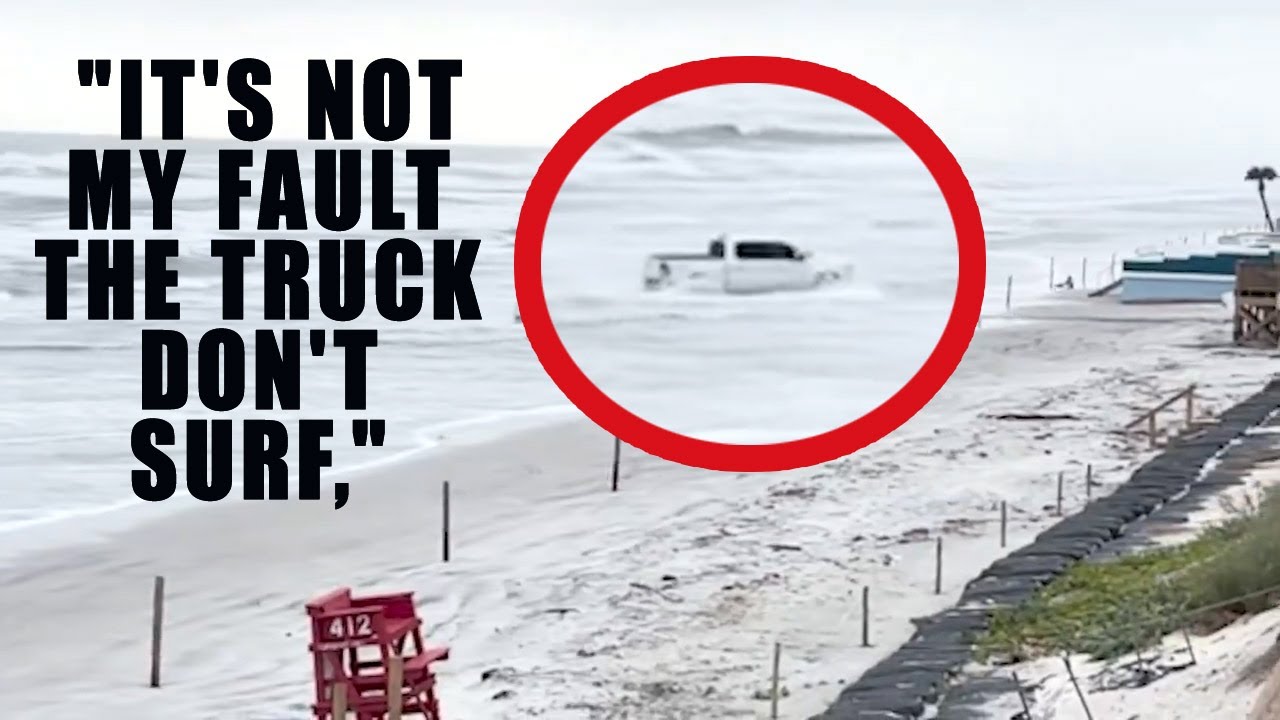 Florida Man Takes Ram Pickup For Surfing In The Ocean - YouTube
