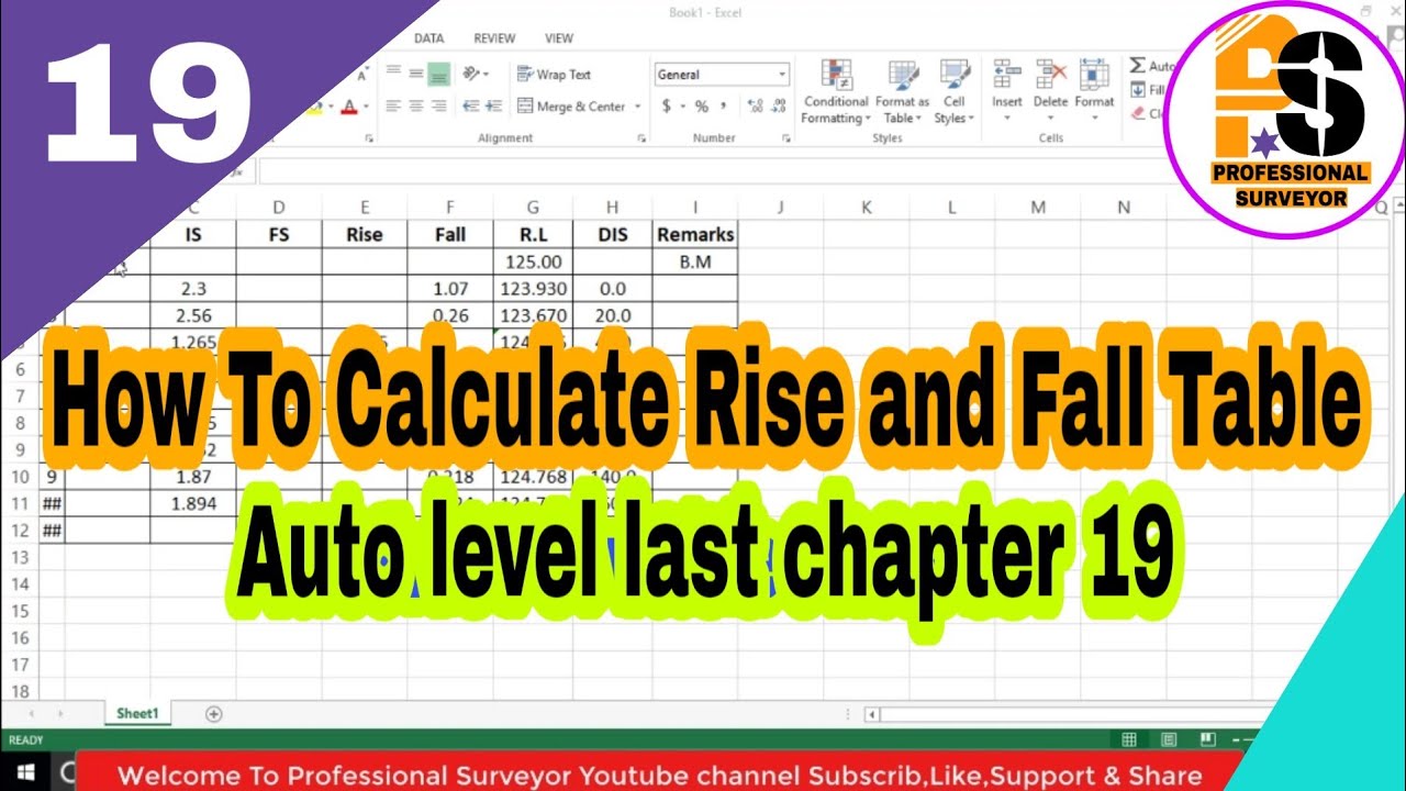 How to calculate Rise and Fall Table. Auto level lesson 19. - YouTube