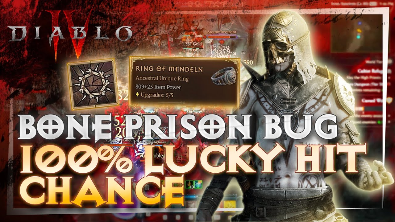 Diablo 4 - 100% LUCKY HIT CHANCE! Bone Prison Bug! Crazy Ring of ...