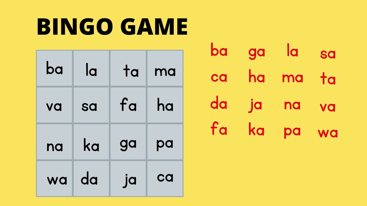 BINGO suku kata bersama cikgu Sofiah - YouTube