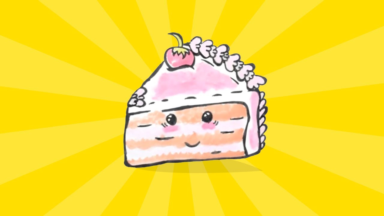 How To Draw A Cute Slice Of Cake - YouTube