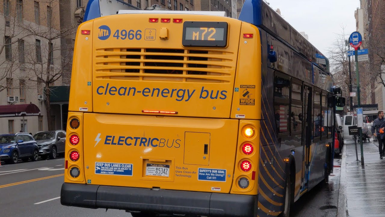 NYCT Bus: 2023 New Flyer XE40 #4966 Xcelsior CHARGE on the M72 (1/25/24 ...