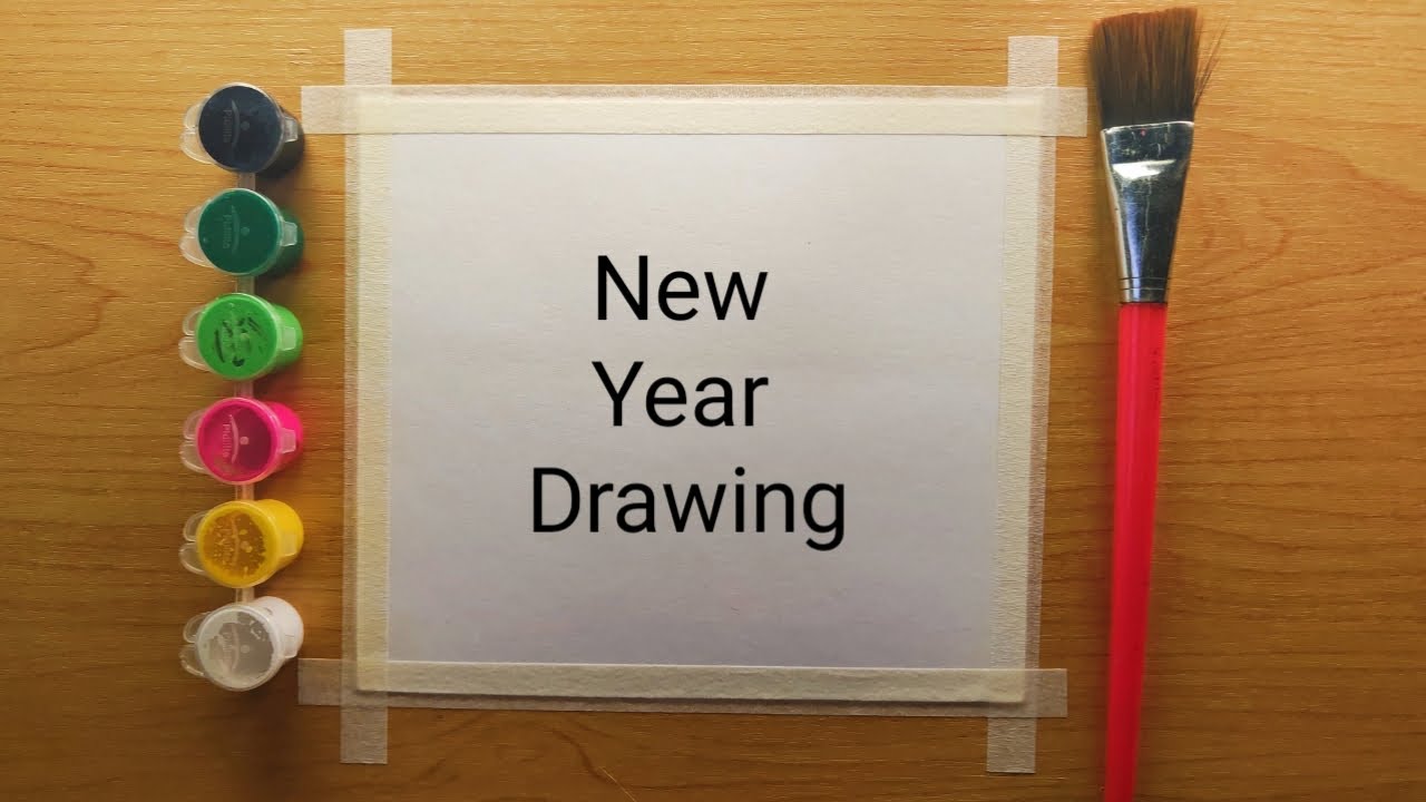Easy new year drawing for beginners, step by step tutorial, new year ...