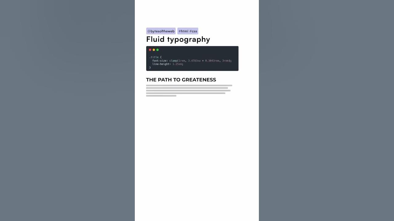 Fluid Typography Html Css Javascript Cssanimation Csstips Webdev Webdeveloper Web Youtube