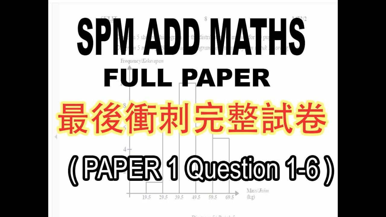 SPM Add Maths 最后冲刺紧急放送完整試卷 Paper1 【Question 1-6】 SPM Add Maths Urgent ...
