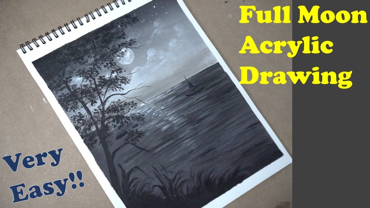 How to Draw a Full Moon | Easy Drawing for Beginners | Full Moon ...