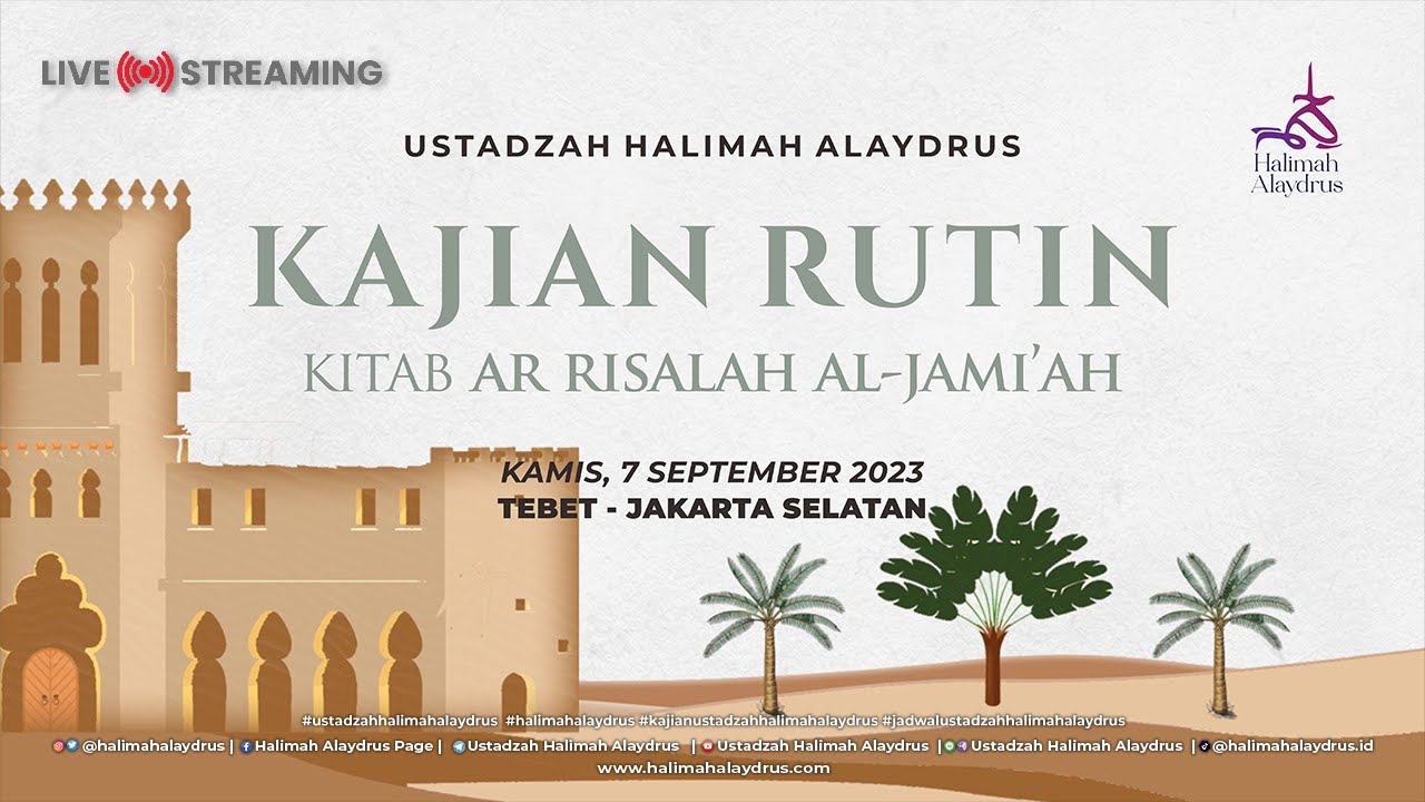 🔴 KAJIAN RUTIN KITAB AR RISALAH AL JAMI'AH - USTADZAH HALIMAH ALAYDRUS ...