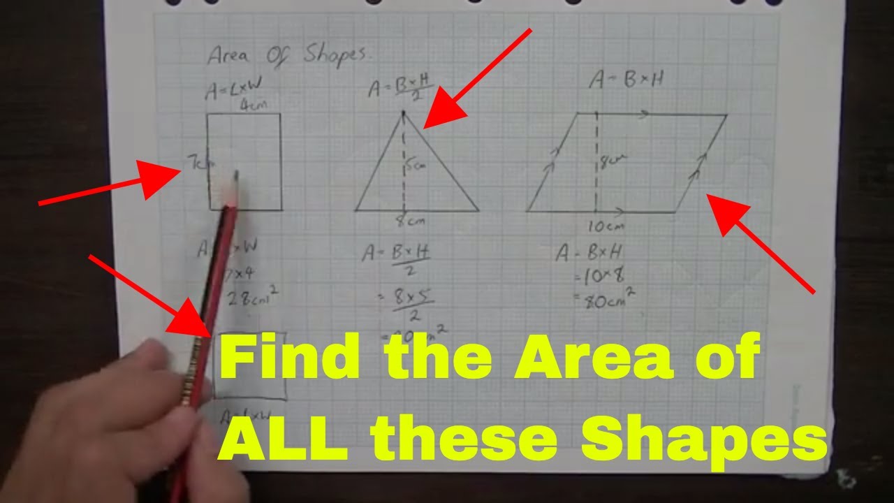 How to find the area of squares, rectangles, triangles and ...
