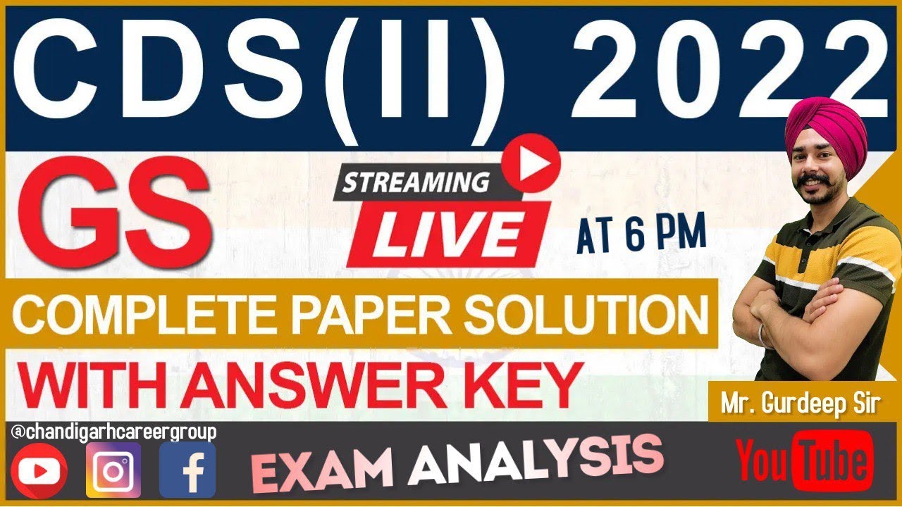 CDS (2)2022 General knowledge answer key By Gurdeep Sir | Chandigarh ...