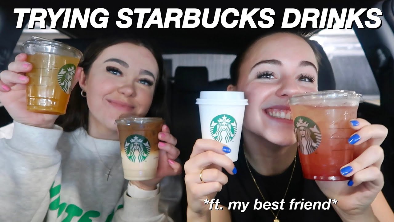 TRYING STARBUCKS DRINKS + Q&A (with my best friend!) - YouTube