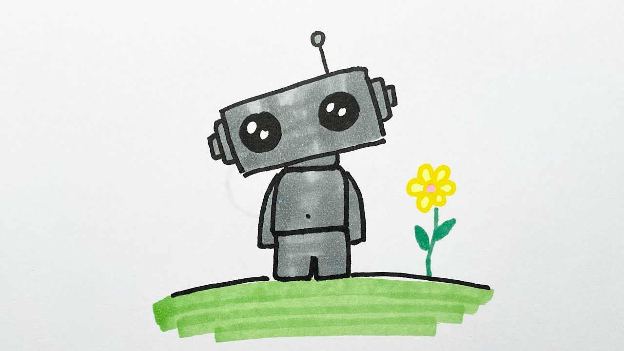 Draw a cute robot [Art for kids] - YouTube