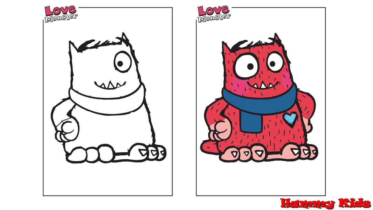 Love Monster - How To Draw and Colour Love Monster - Drawings for Kids ...