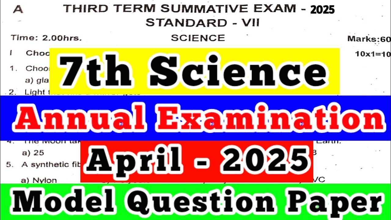 7th Standard Science Annual Exam Question Paper Model April-2025 ...