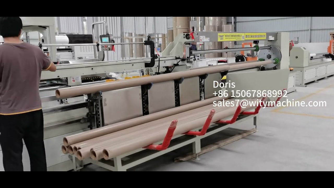 Paper Core Cutter, Piling and Packing Machine - YouTube