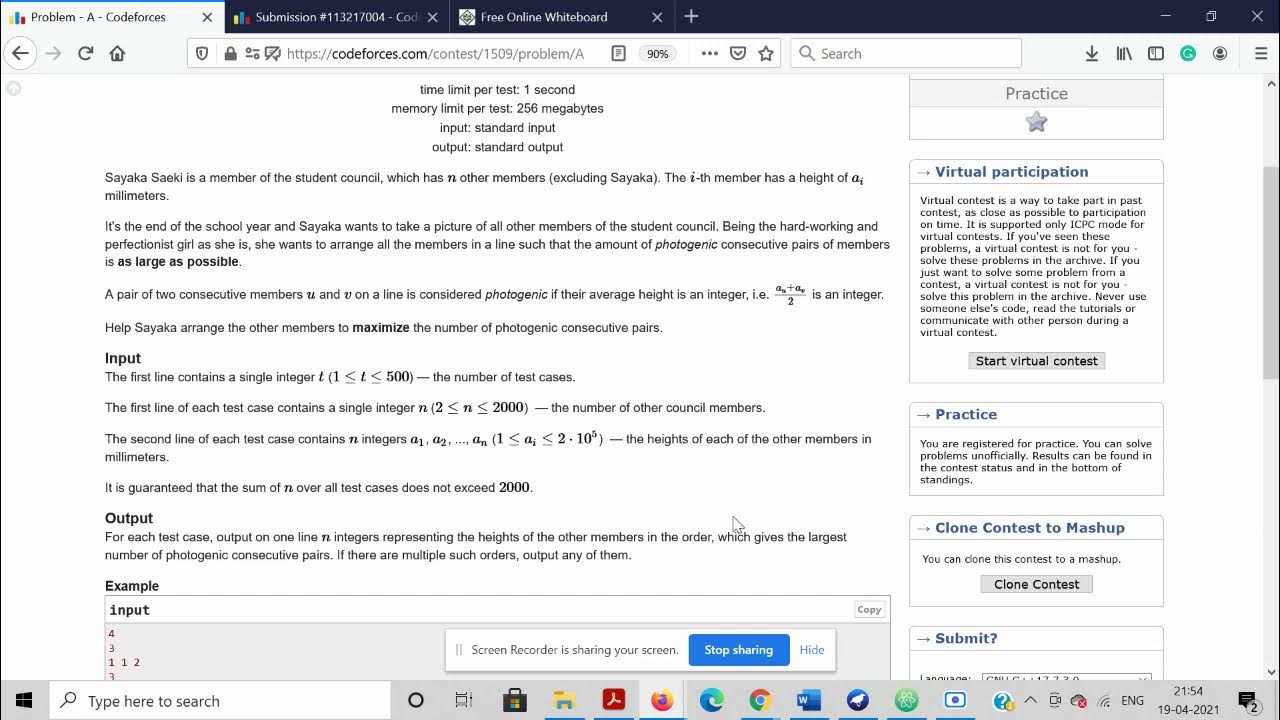 Codeforces Round 715 Problem A. Average Height (Div2) - YouTube