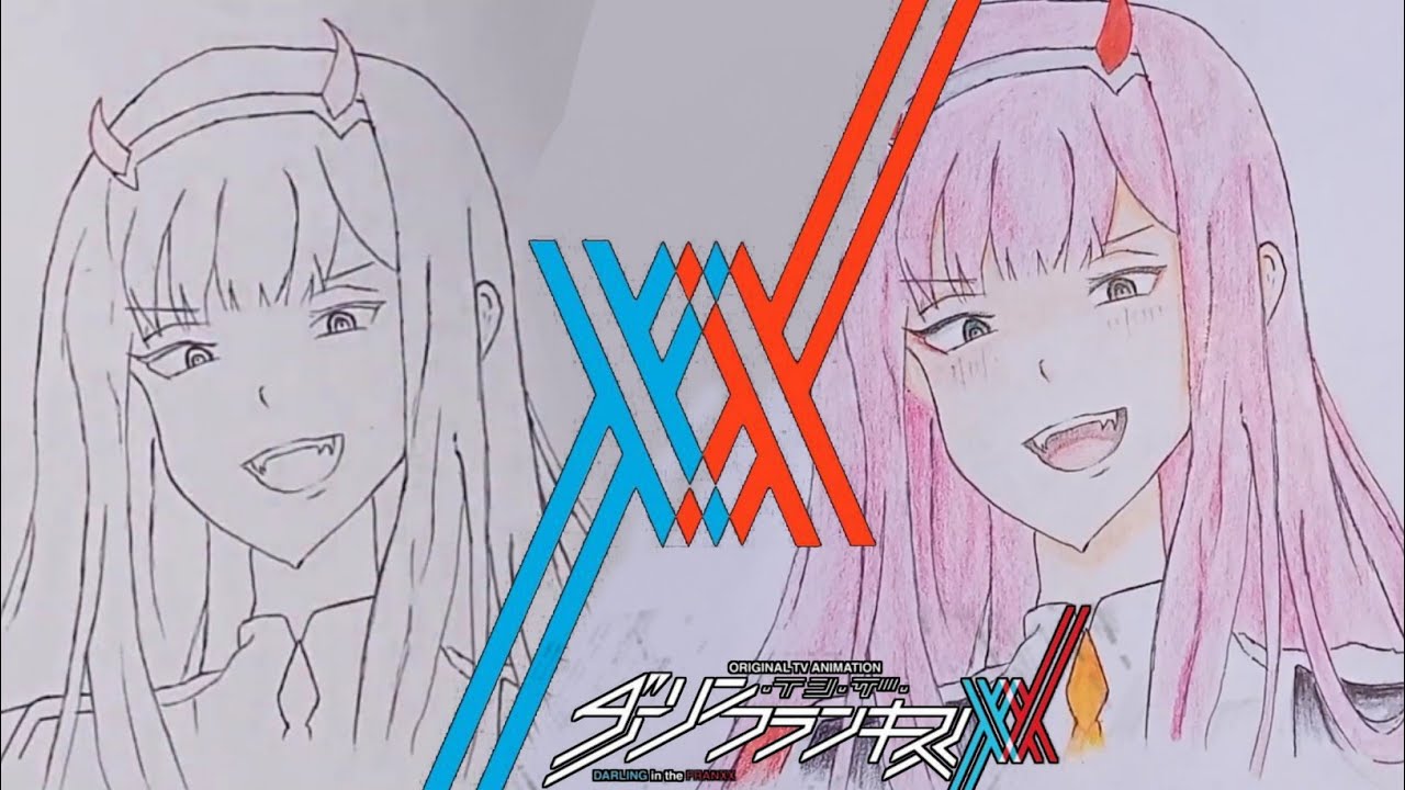 Drawing Zero two with pencil Colour [Darling in the Franxx] Step by ...