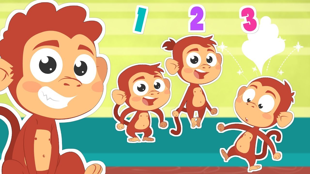 Five Little Monkeys | Popular songs for kids with cartoons | Nursery ...