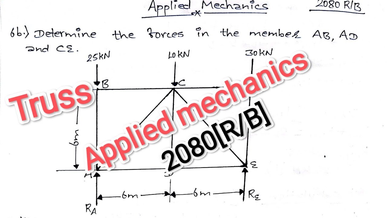 Applied mechanics TRUSS 2080[ R/B] | 8-marks - YouTube