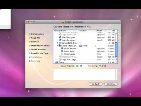 Installing Logic Studio 2: Logic Pro 9, MainStage 2, Soundtrack Pro 3 ...