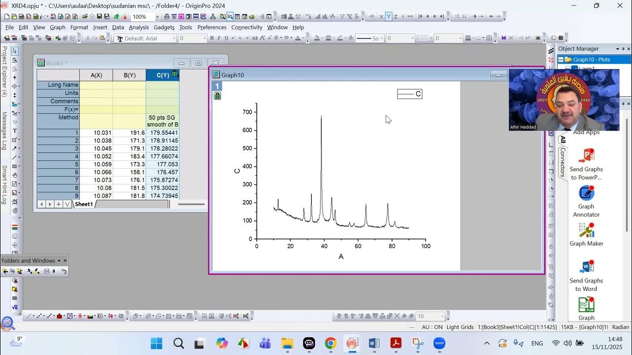 How to smooth and remove background noise and baseline abstract from XRD data using Origin - YouTube