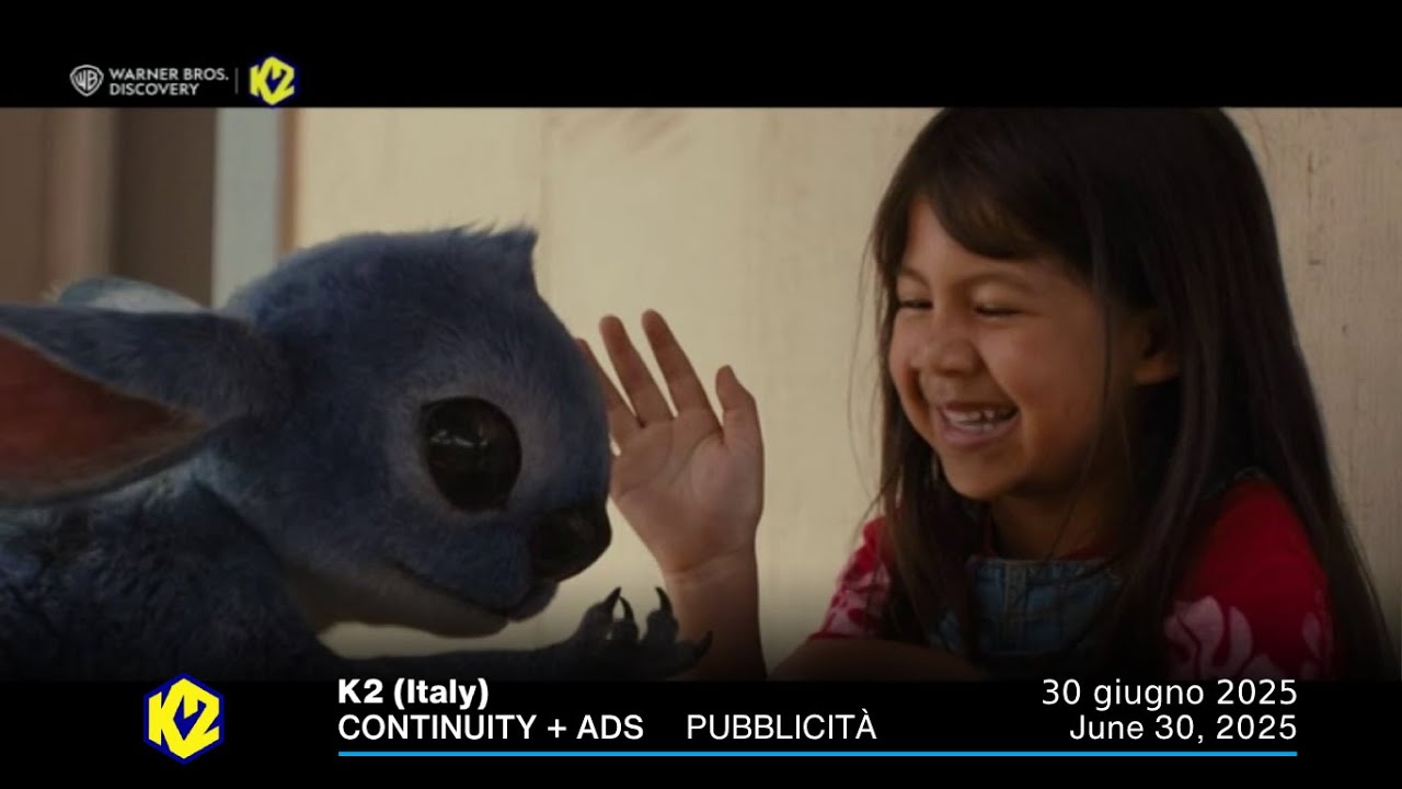 K2 (Italy) continuity + ads | June 30, 2025 • K2 pubblicità | 30 giugno ...