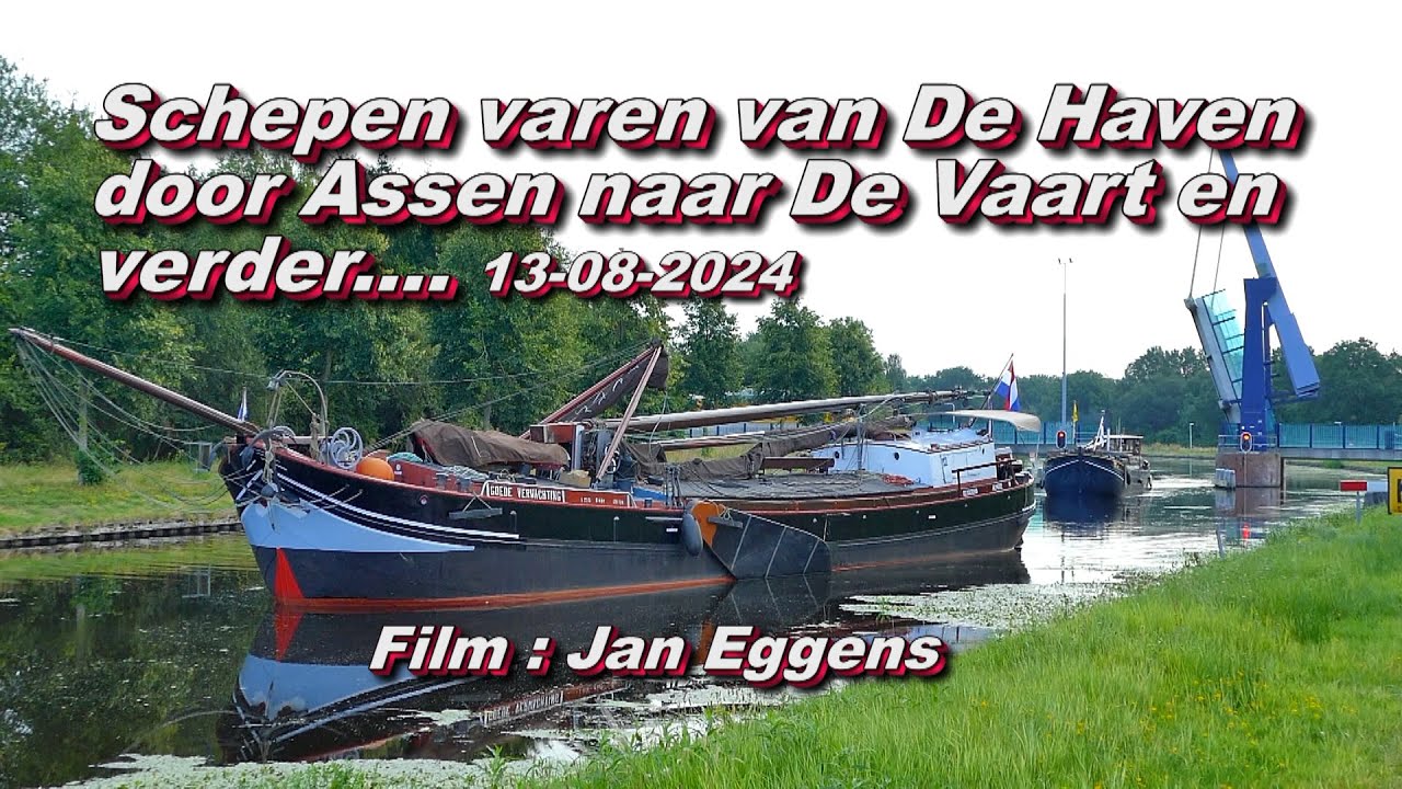 Schepen varen van De Haven door Assen naar De Vaart en verder 13 08 ...