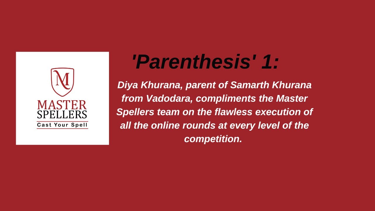Parenthesis: Parents of Master Spellers 2022-23 finalists share their ...