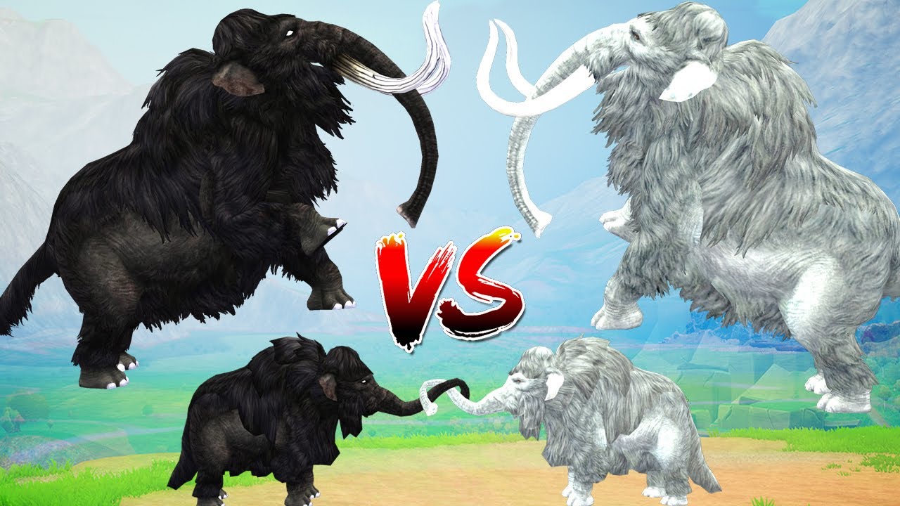 White Mammoth Vs Black Mammoth Fight on Snow Attack Baby Mammoth Save ...