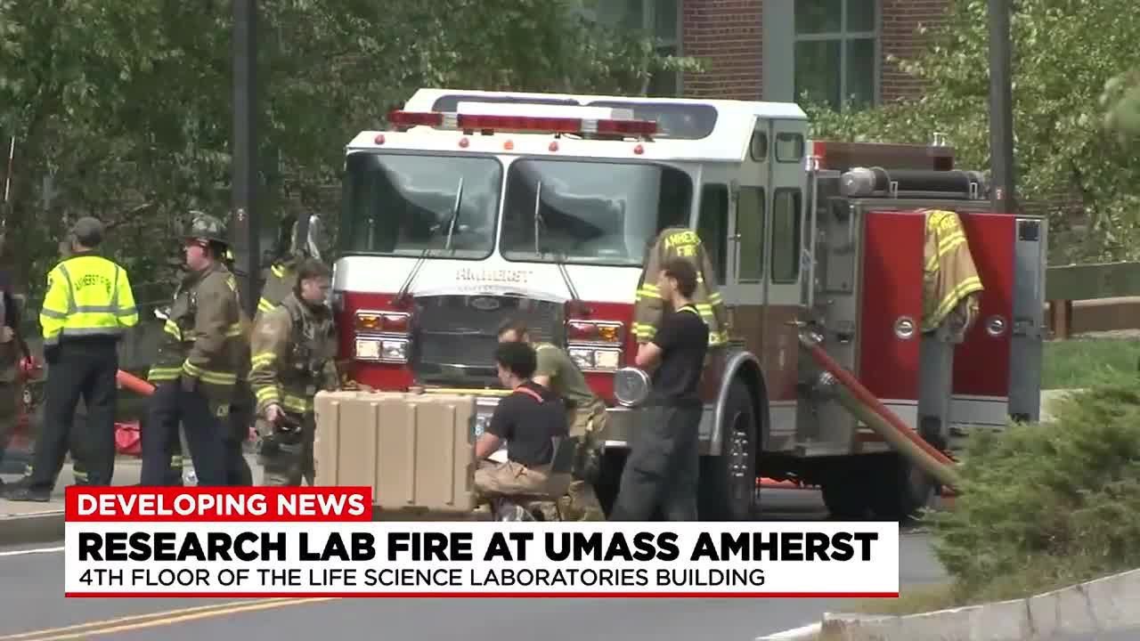 Crews respond to fire at UMass Amherst lab building - YouTube