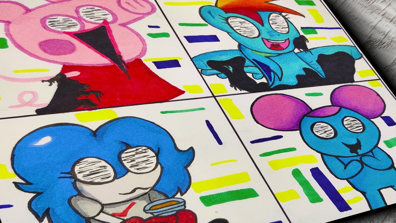 Drawing FRIDAY NIGHT FUNKIN' - Corrupted Peppa Pig | Twilight Rainbow ...