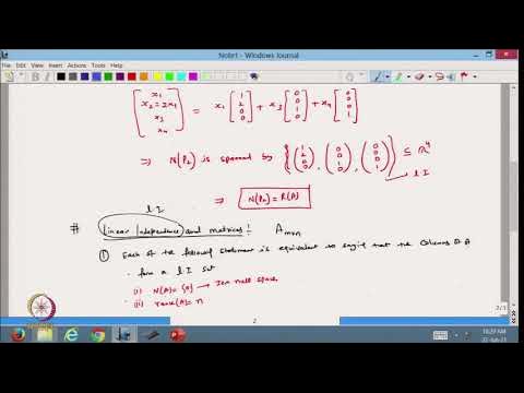 Linear Independence of the rows and columns of a matrix - YouTube