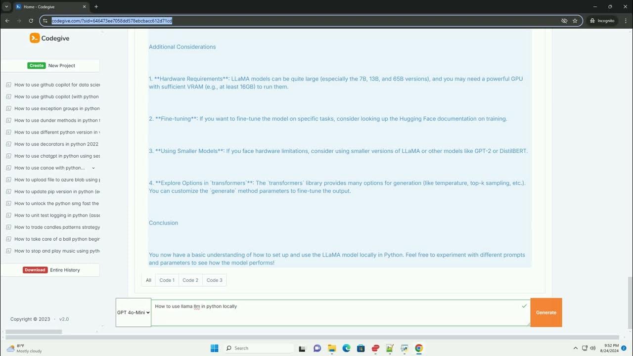 How to use llama llm in python locally - YouTube