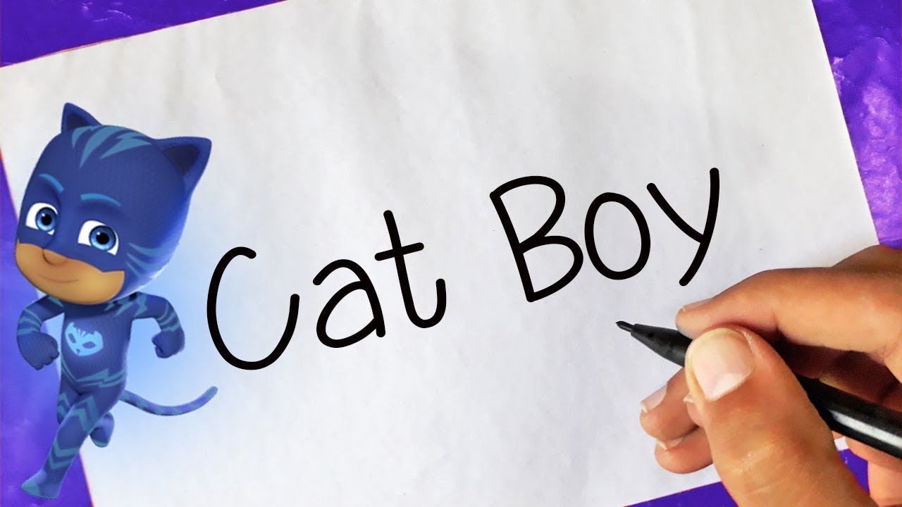 PJ MASKS - How To Turn Words CAT BOY into Cartoon - Theakashcreations ...