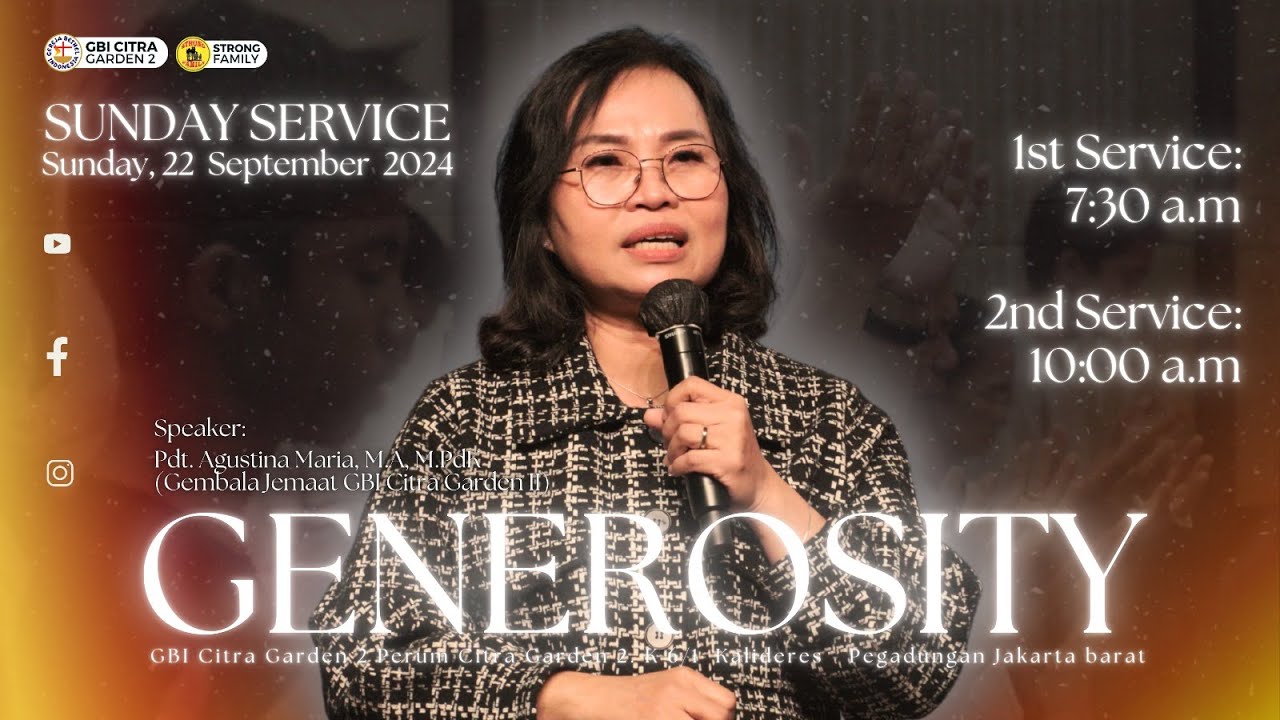 GENEROSITY || PDT. AGUSTINA MARIA, M.A.,M.PDK - YouTube