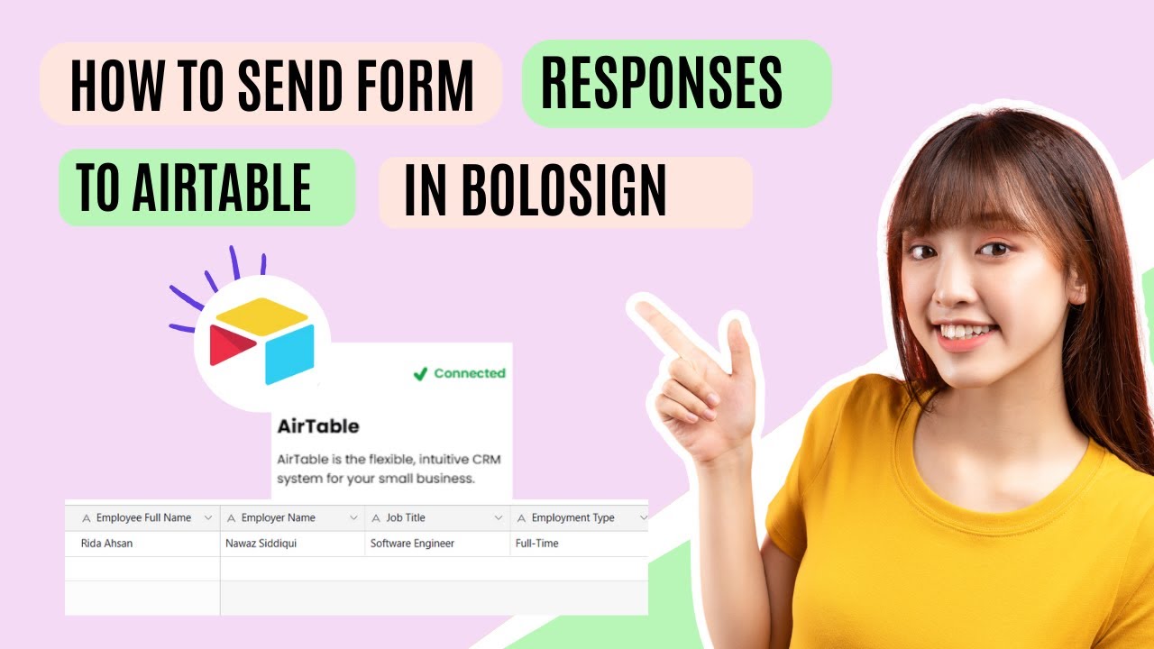 How can users send form data to Airtable in BoloSign, just like Google Sheets? - YouTube