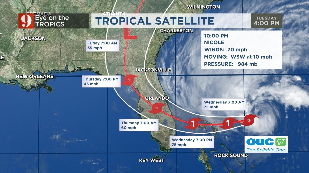 VIDEO: TS Nicole nears hurricane strength as it approaches Florida’s ...