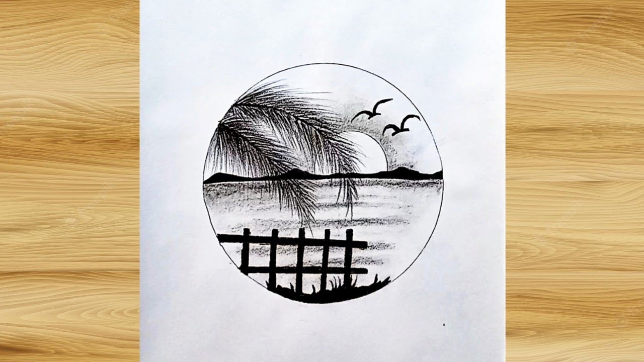 easy circle sunset csenery drawing || drawing tutorial || Circle ...