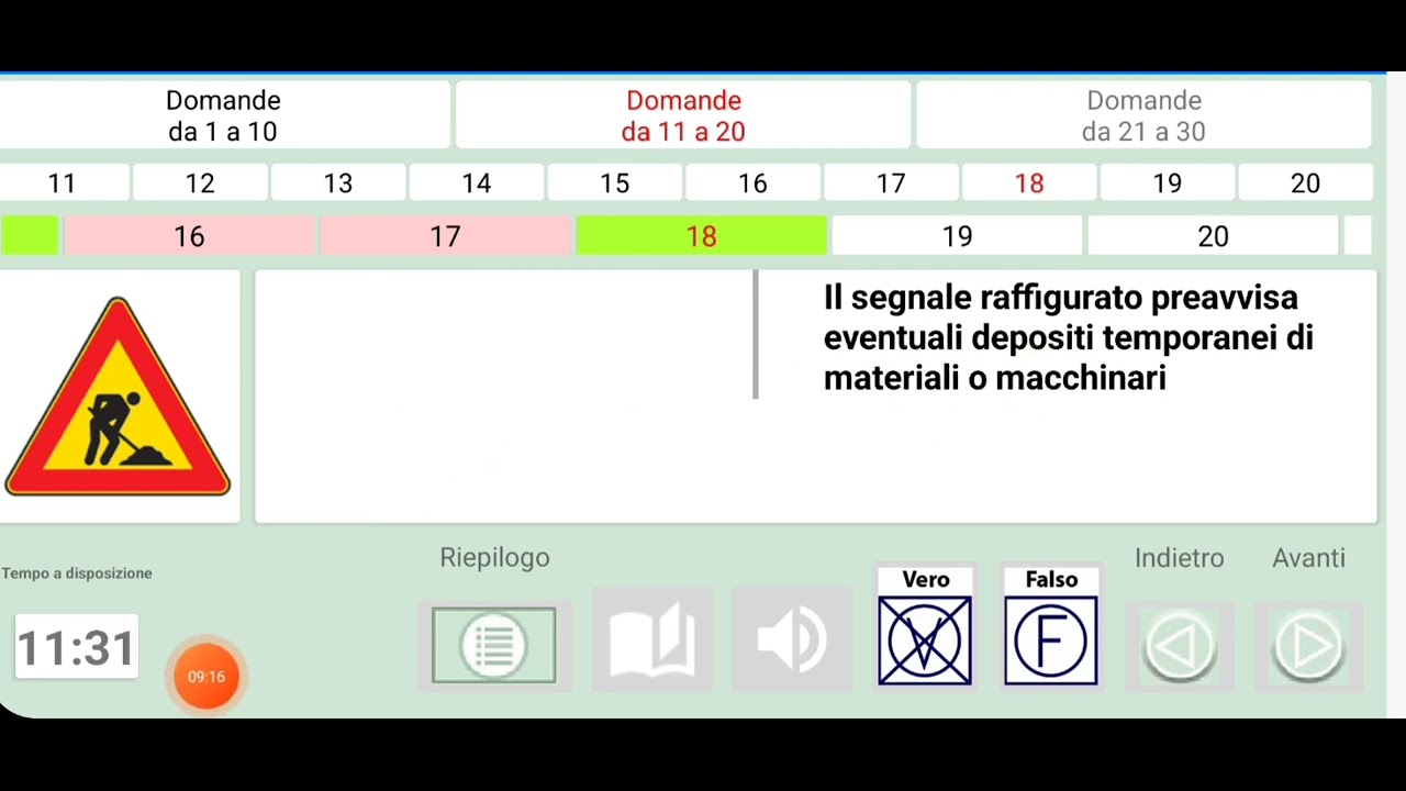 quiz patente B 2023 segnali di complementari segnali temporanei di ...